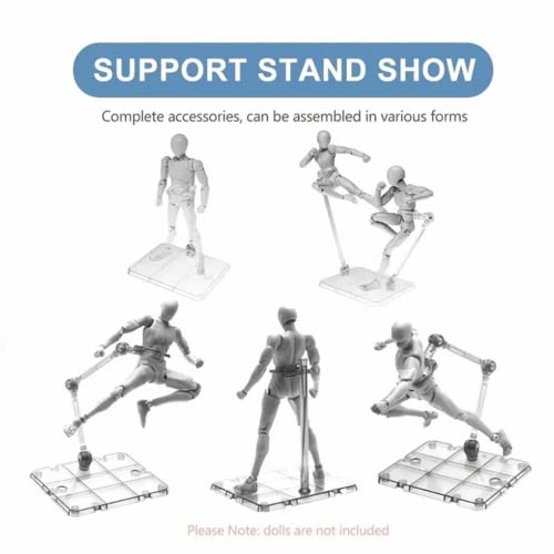 TSY TOOL 6 Pcs of HG144 Action Figure Stand, Display Holder Base, Doll Model Support Stand Compatible with 6" HG RG SD SHF Gundam 1/44 Toy Clear
