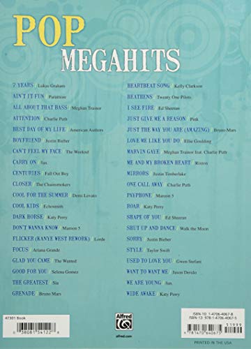 Pop Megahits: 40 Chart-Topping Pop Songs (Easy Piano)