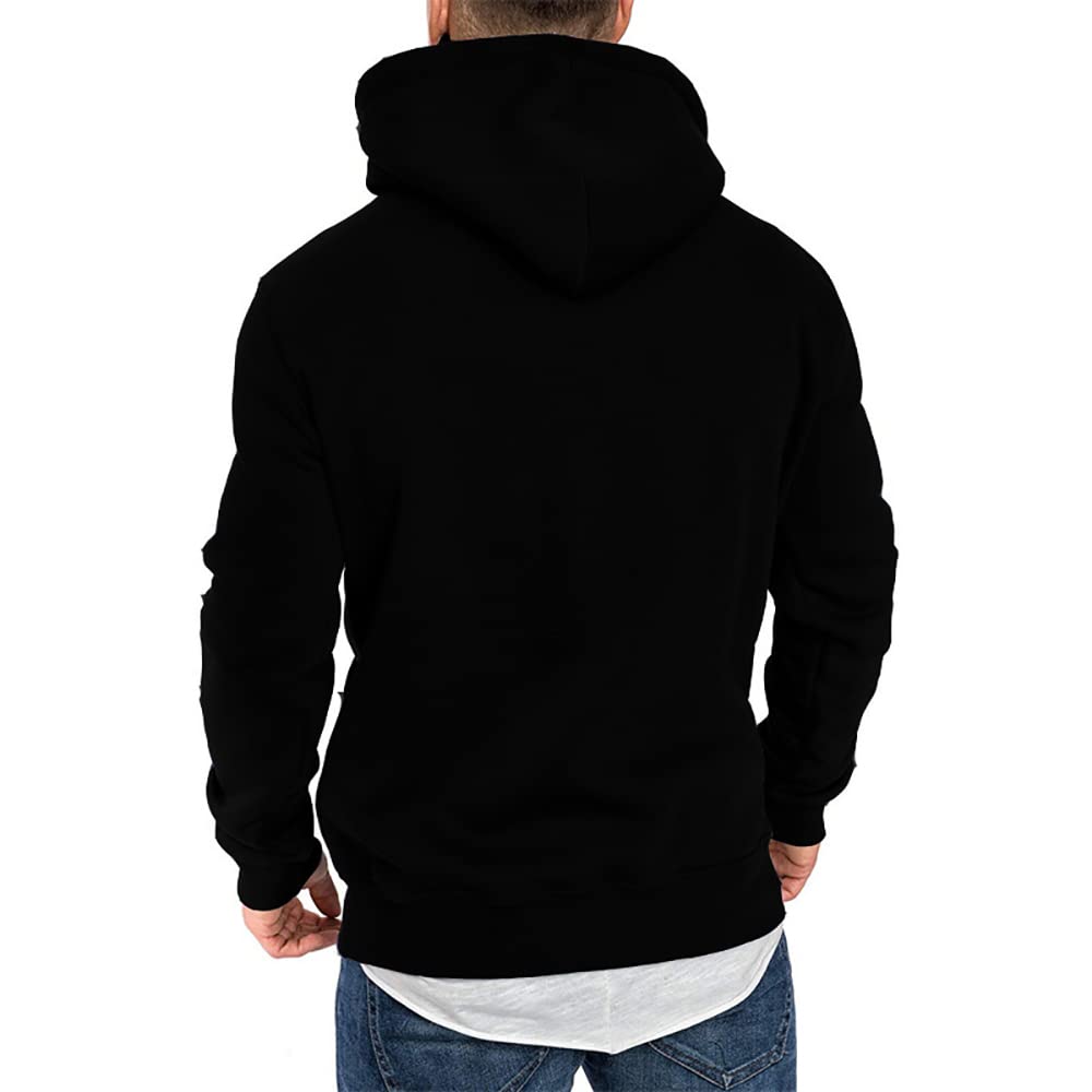 Prubensic Men's hoodies Pullover Hoodie Long Sleeve Casual Sweatshirt with Pocket Hoodies Gym Drawstring Hooded Black