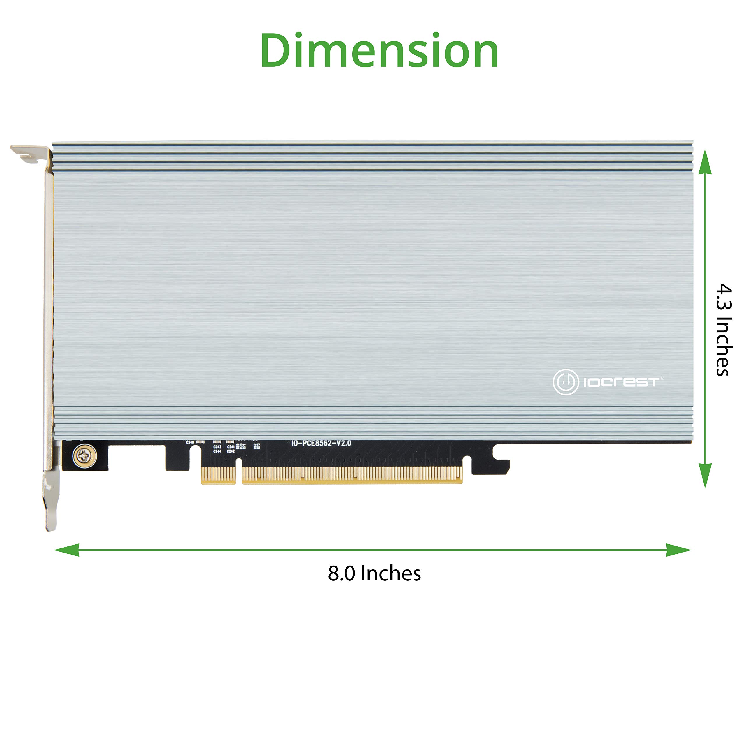 Quad M.2 NVMe Ports to PCIe 3.0 x16 Bifurcation Riser Controller - Support Non-Bifurcation Motherboard