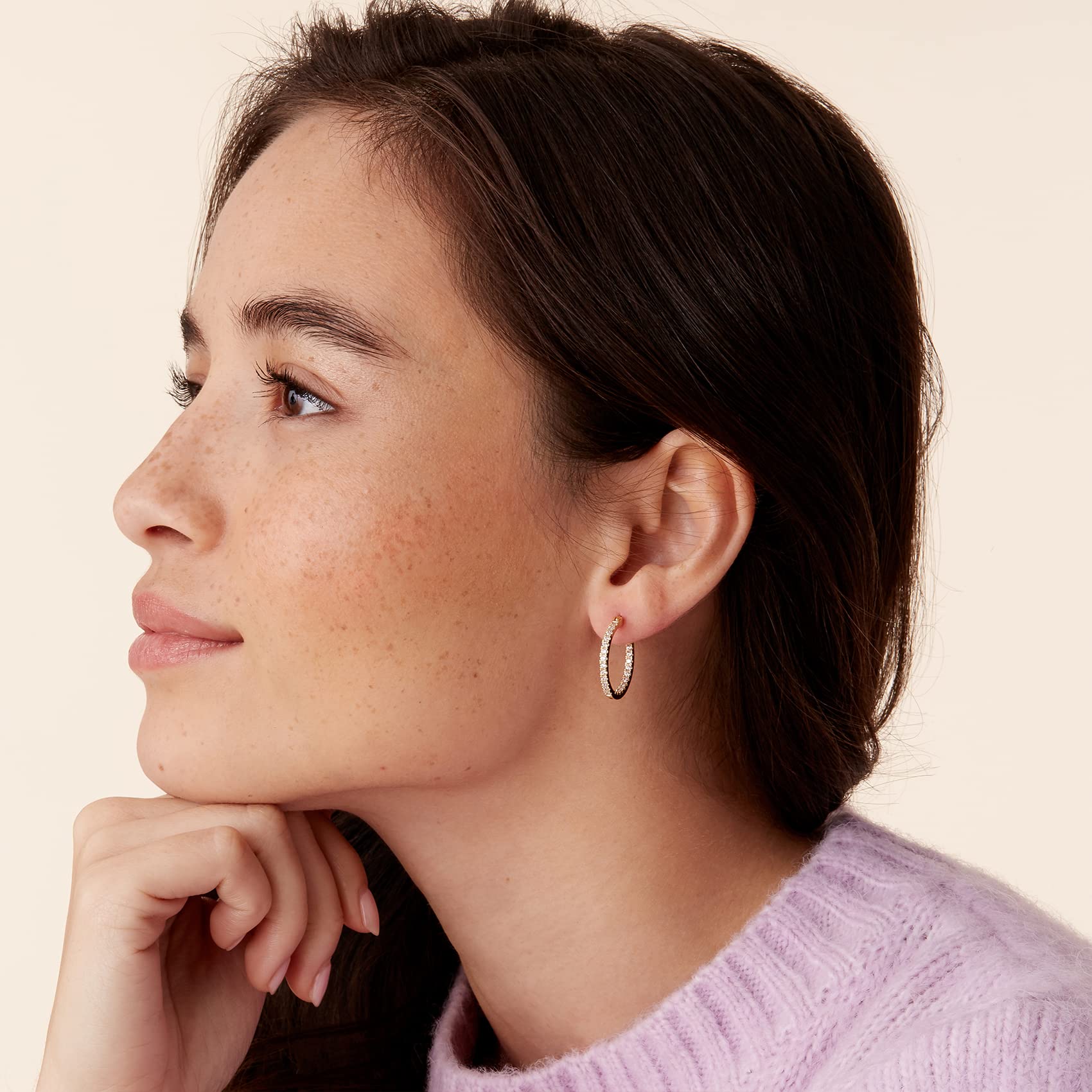 PAVOI 14K Gold Plated 925 Sterling Silver Post Cubic Zirconia Hoop Earrings 30/15mm (20.00, White Gold)