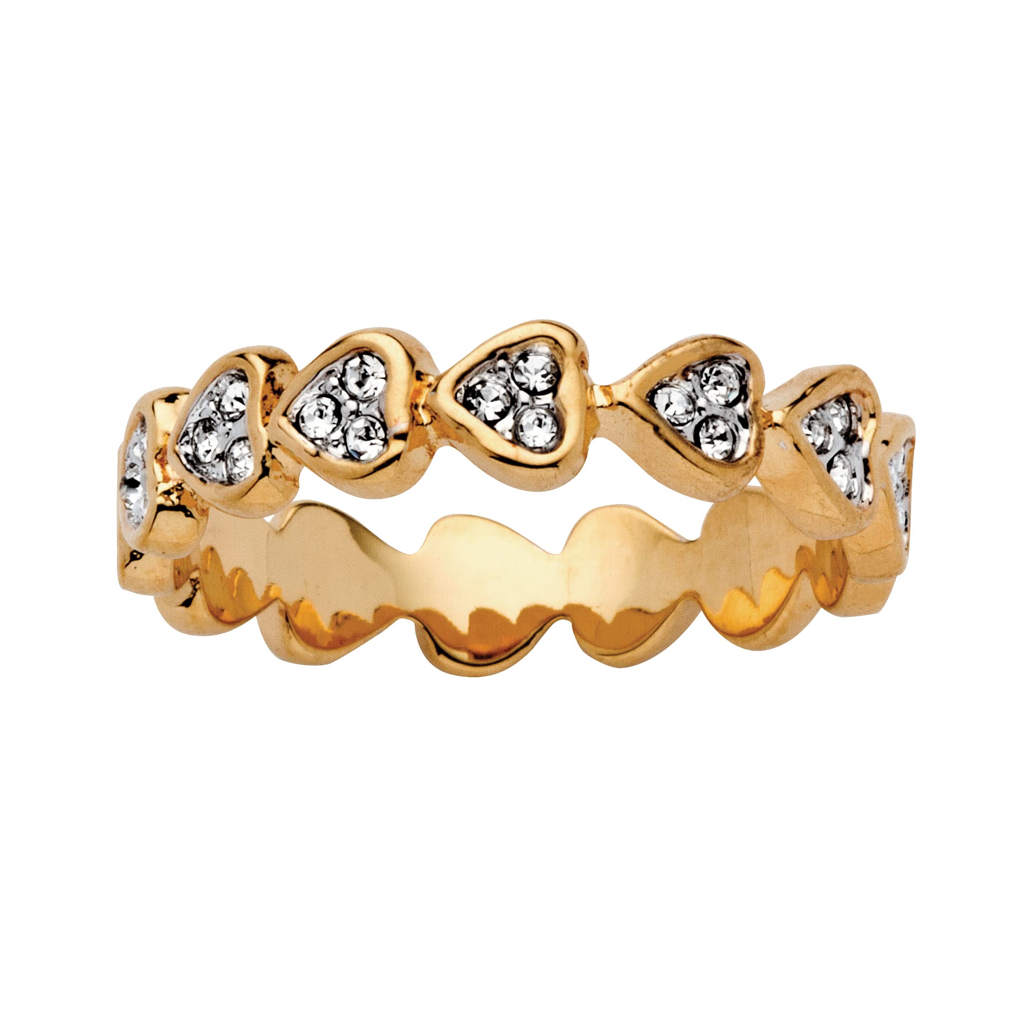 PalmBeach Yellow Gold-plated Round Crystal Eternity Heart Ring Sizes 5-10 Size 7