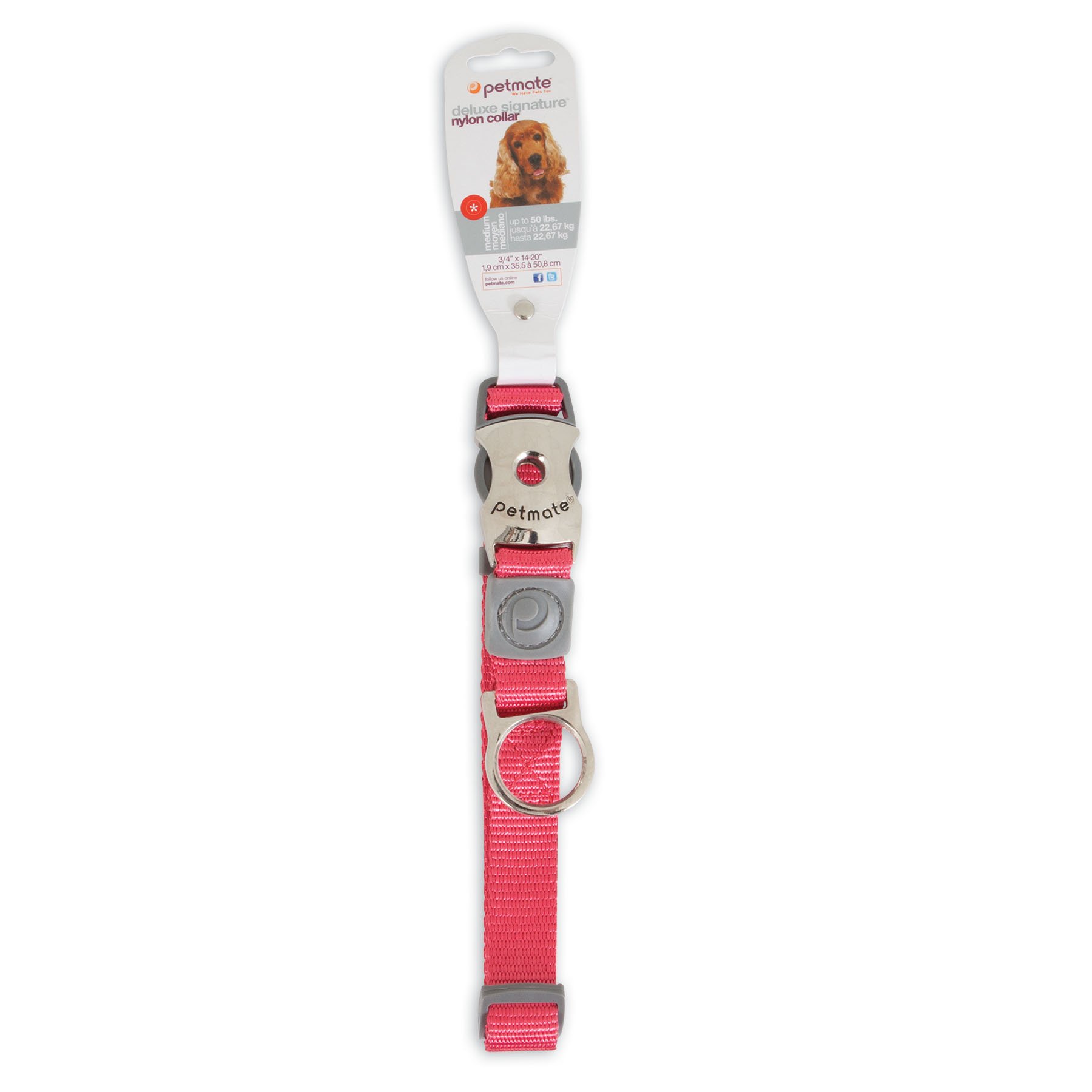 Petmate Signature Deluxe Collar, Geranium, 3/4 x 14-20"