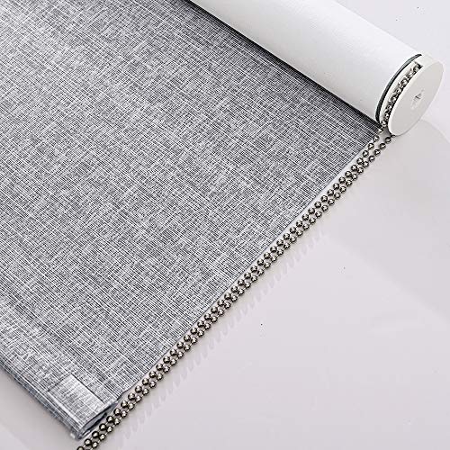 Persilux 100% Blackout Roller Shades Blinds for Windows (25''W x 72''H, Grey) Striped Jacquard Thermal Insulated Fabric UV Protection Privacy Window Blinds for Living Room, Easy to Install