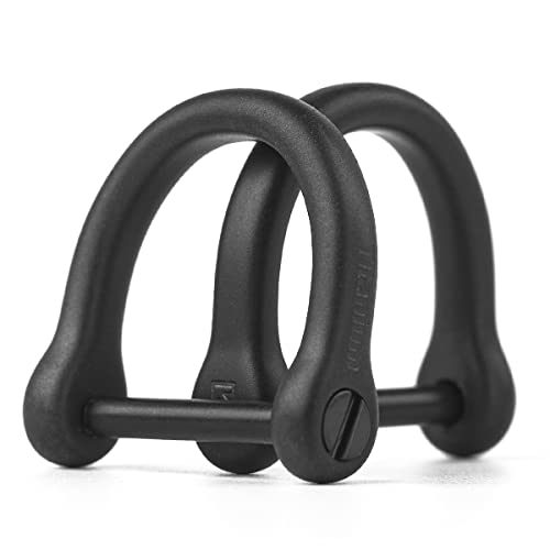 TISUR Titanium Key Ring,D-Rings Key Rings for Keychains Heavy Duty with Screw Shackle, Car Key Chain Ring for Men and Women 2 Pcs (Black Matte XS)