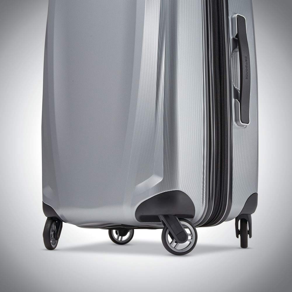 Samsonite Winfield 3 DLX Spinner 56/20 Carry-On, Silver (120752-1776) with Deco Gear 10 Piece Luggage Accessory Ultimate Travel Bundle