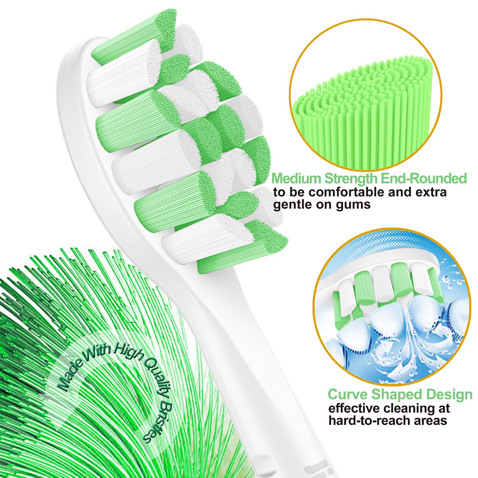 Toothbrush Replacement Heads for Philips Sonicare Toothbrush: Replacement Heads Compatible with Sonicare DiamondClean ProtectiveClean Electric Toothbrush HX6064, 6-Pack
