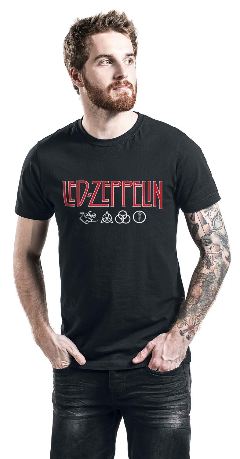 Officially Licensed Men's Led Zeppelin Logo and Symbols T-Shirt | Sizes S-XXL