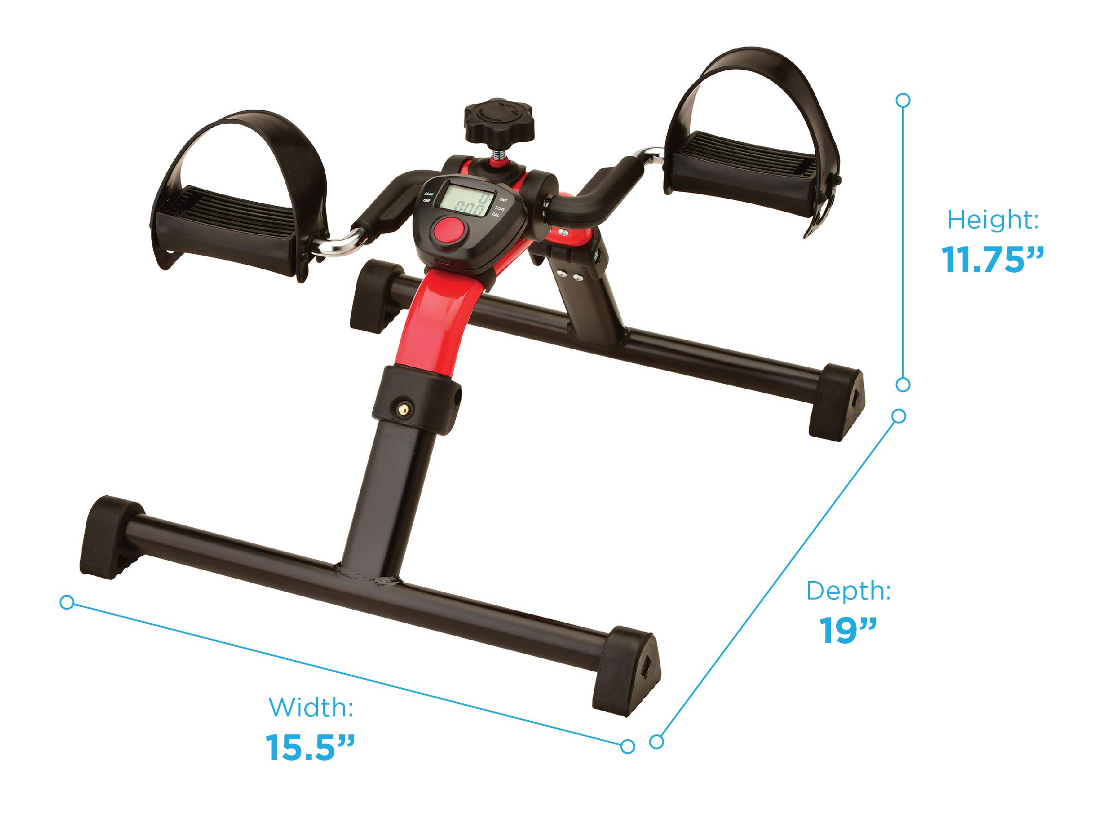 NOVA Medical Products Pedal Exerciser with Digital Display Tracker, Foldable Hand and Foot Cycle Exerciser, Great for Home, Office or Travel, Red