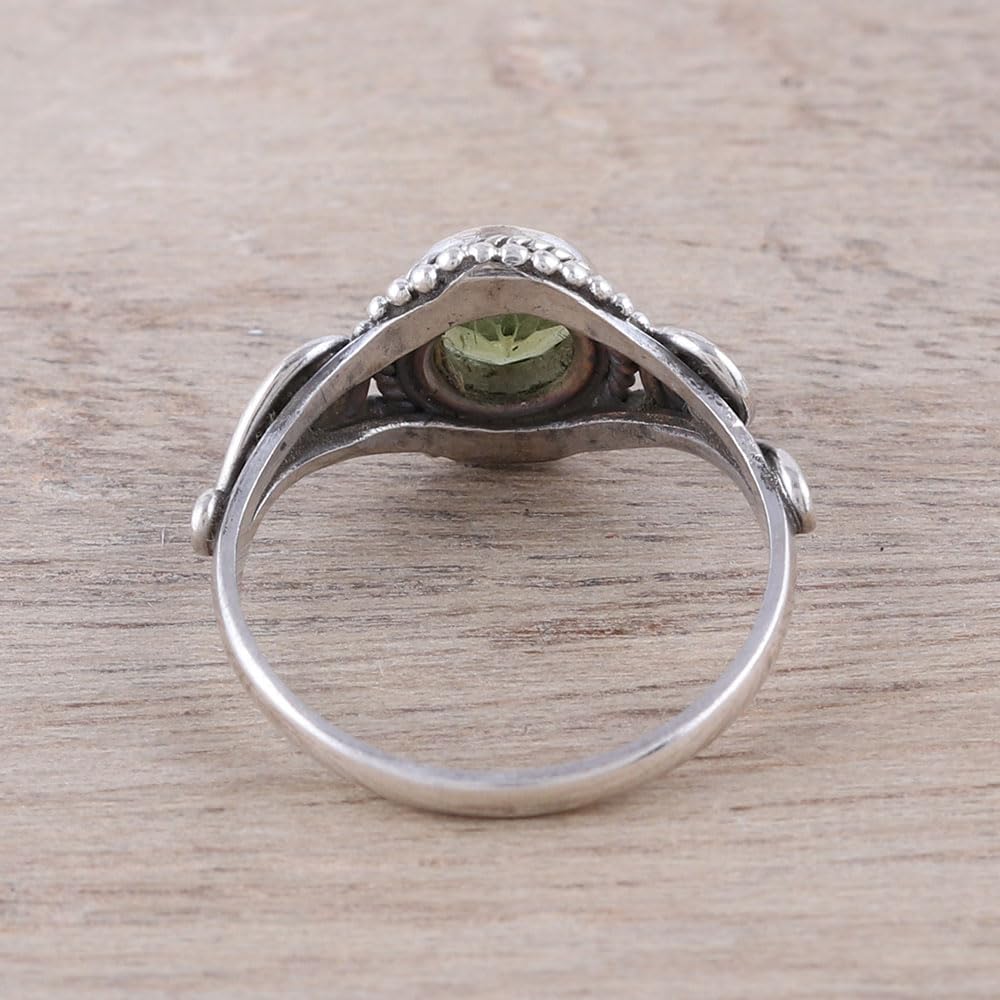 NOVICA Peridot .925 Sterling Silver Ring, Assam Allure'