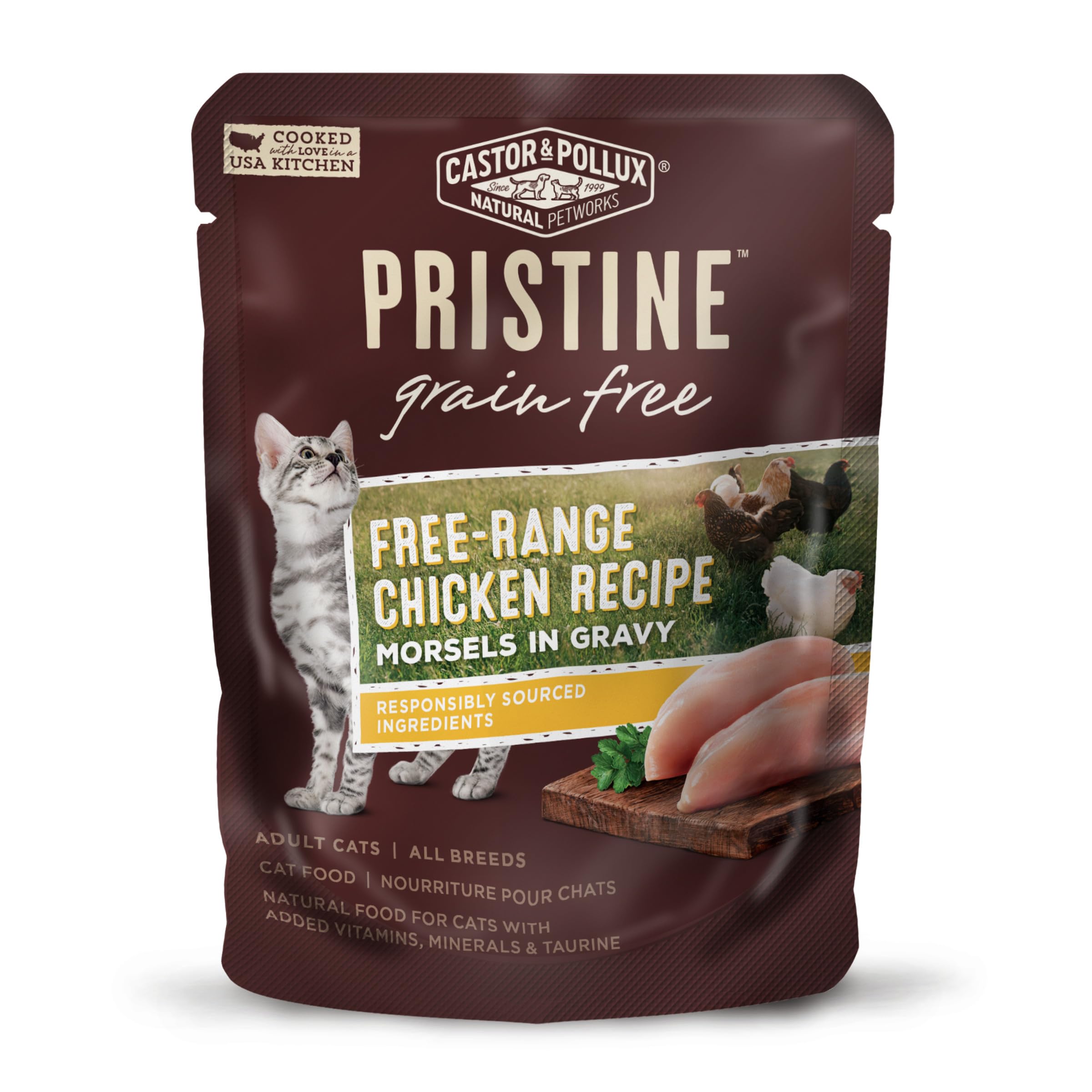 PRISTINE Grain Free Free-Range Chicken Recipe Morsels In Gravy Wet Cat Food