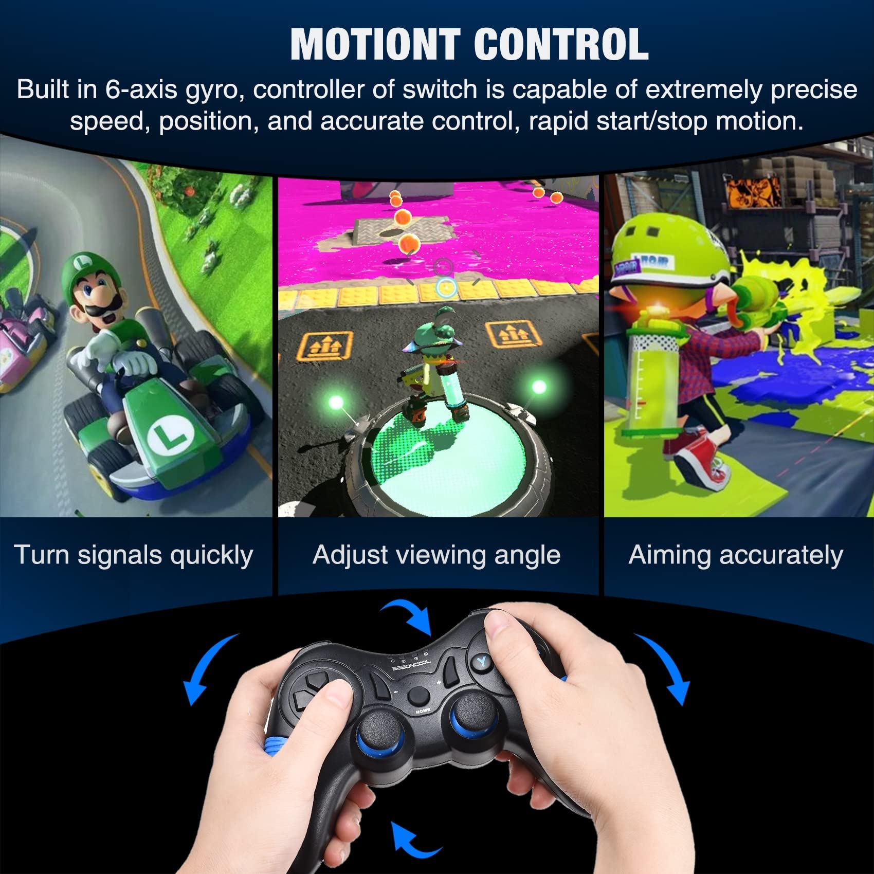 Switch Controller Compatible with Nintendo Switch Controller, Switch Pro Controller for Switch/Lite/OLED, Wireless Switch Controller with Dual Motors, Motion Control for Pro Controller Switch, Blue