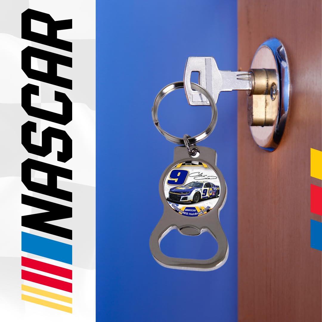 Rico Industries NASCAR Auto Racing Chase Elliott #9 NAPA 2023 Metal Keychain - Beverage Bottle Opener With Key Ring - Pocket Size