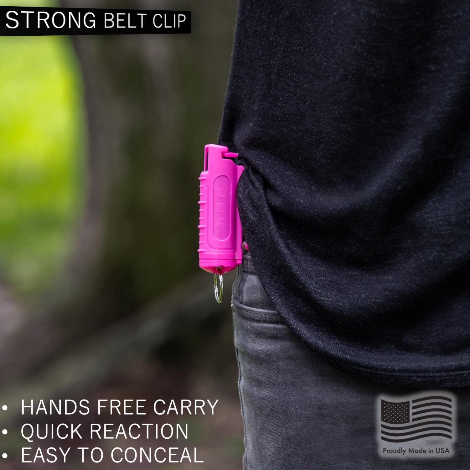 Police Magnum Pepper Spray Keychain Belt Clips- Maximum Heat Strength OC with Dye- Combo Safety Key Chain Set- Made in The USA- 2 Pack Hot Pink INJ