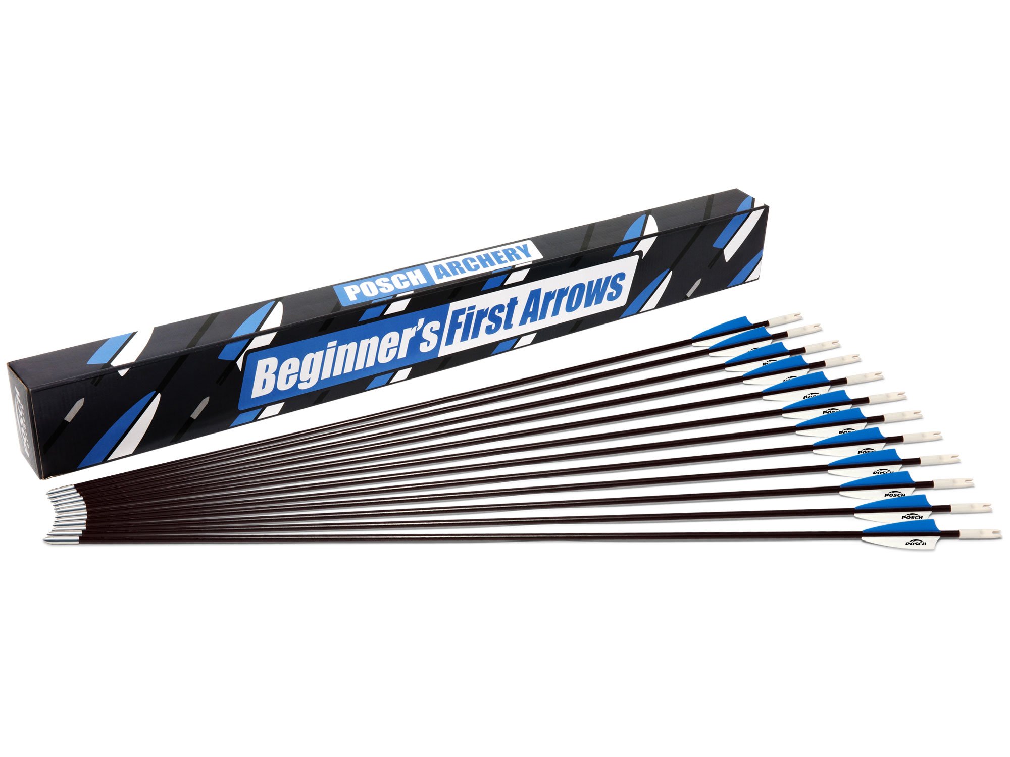 Posch Sports Beginner's First 30'' Fiberglass Target Archery Arrows for Kids, Black, 12 Piece