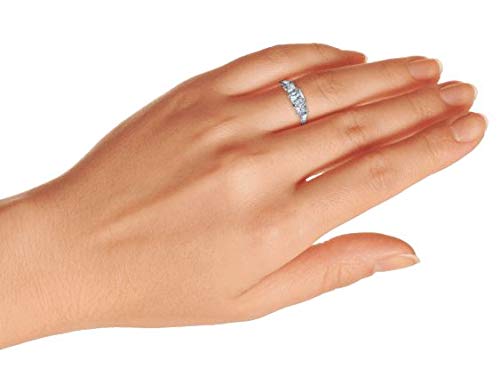 Personalize 3CTW Square AAA CZ Princess Cut Promise Ring Cubic Zirconia Past Present Future Three Stone Engagement Ring for Women .925 Sterling Silver Customizable