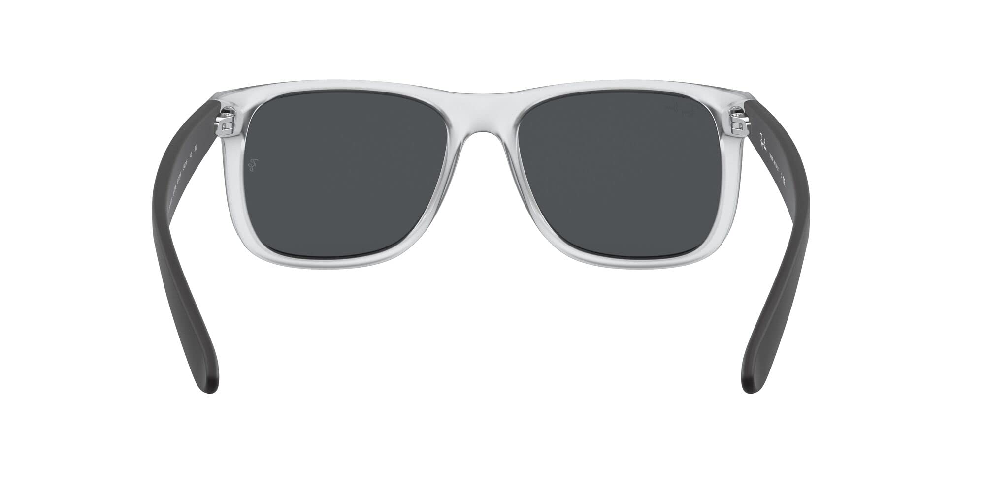 Ray-Ban RB4165 Justin Rectangular Sunglasses, Rubber Transparent/Dark Grey, 55 mm