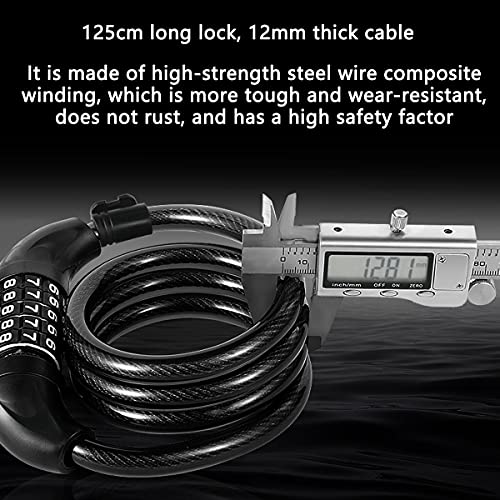 UFFD Bike Lock Cable,4 Feet High Security 5 Digit Resettable Combination Coiling Bicycle Cable Lock,Bike Cable Lock for Bicycle Outdoo (Color : Pink, Size : 125CM)