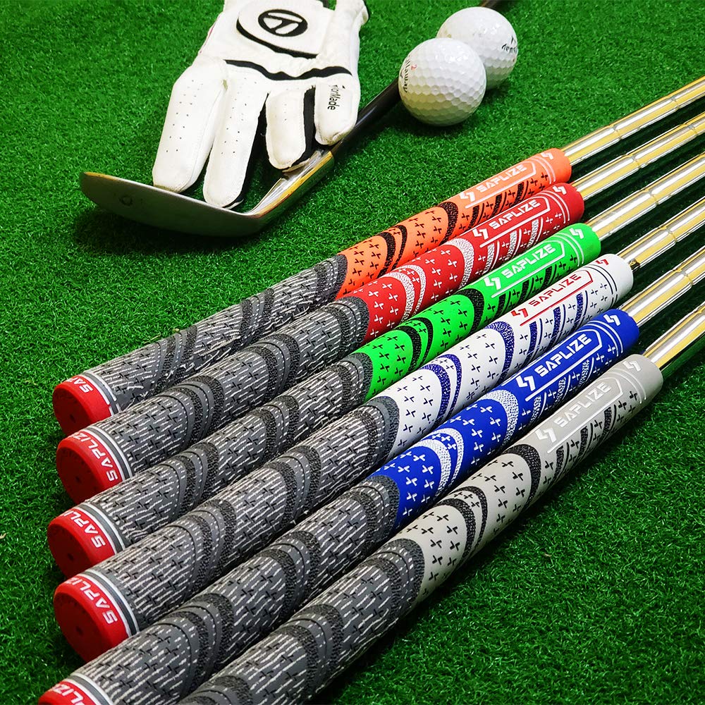 SAPLIZE Cross Corded Golf Grips 13 Pack, Low Taper Design, Multi-compound Hybrid Golf Club Grips, 13 Grips with 15 Tapes, Midsize, Blue, CL03 Series