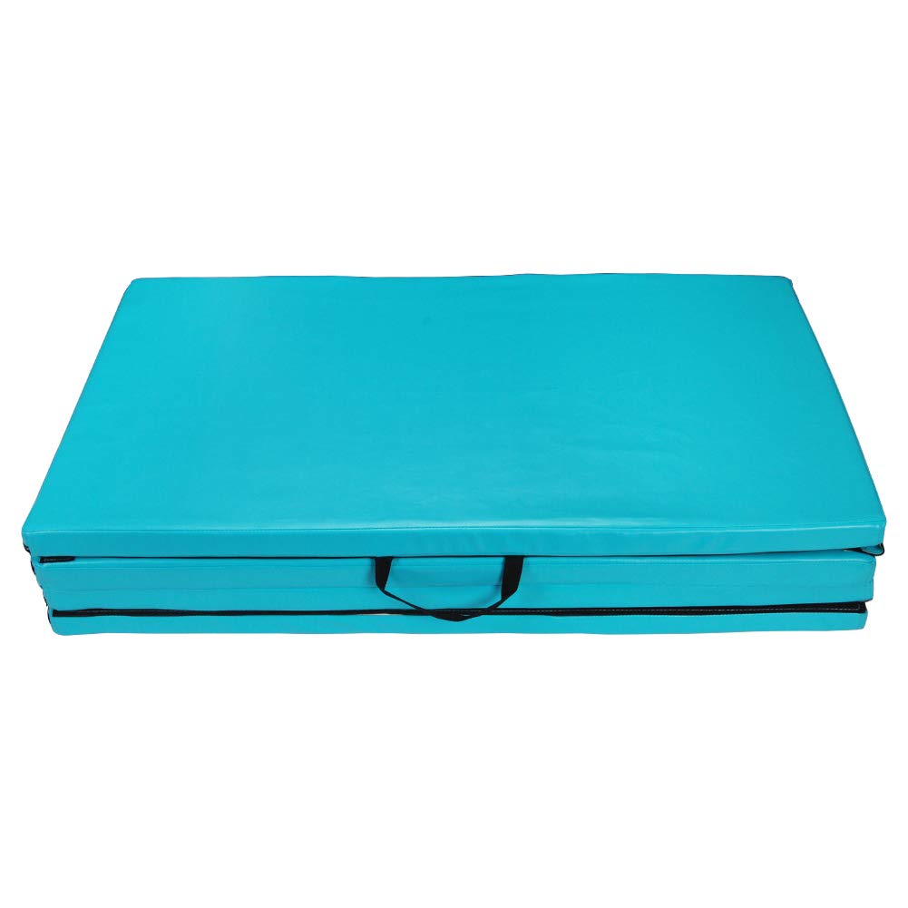 Polar Aurora 4'x8'x2 Thick Folding Panel Gymnastics Gym Exercise Aerobics Mats Stretching Fitness Yoga (Blue-green)