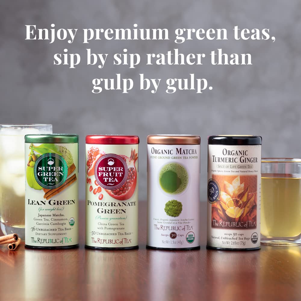 The Republic of Tea โ Organic Turmeric Ginger Green Tea Refill, 50 Tea Bags, Naturally Caffeinated