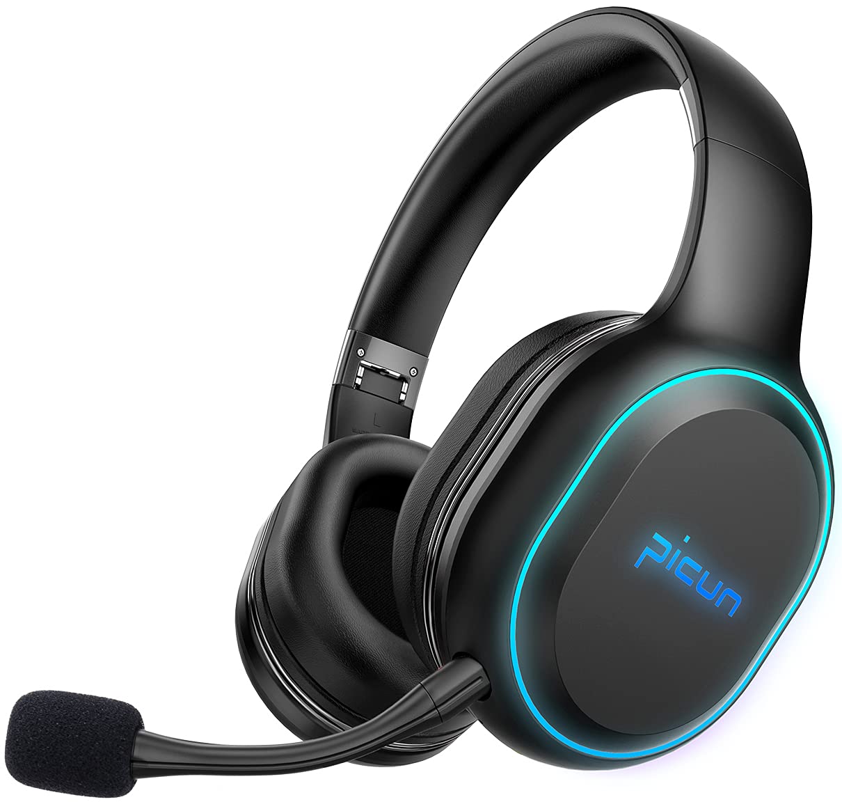 Picun P80-XH Bluetooth Gaming Headset, Dual-Driver Wireless Headphones Only for Phone, 3.5mm Cable Wired for X-Box, PS4, PS5, 30H Playtime with RGB Light, Hi-Fi Stereo Immersive Vibrating Gaming Sound