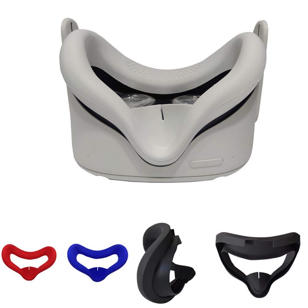 VR Silicone Interfacial Cover for Oculus Quest 2 Eye Cushion Cover,Soft Breathable VR Accessories Sweatproof Anti-Leakage(White)