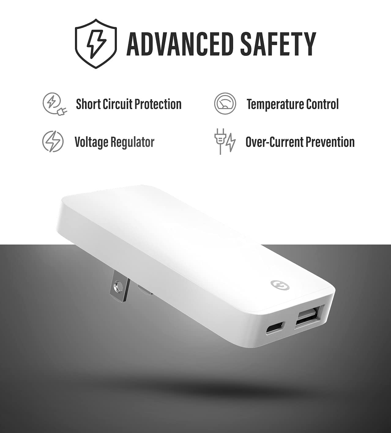 Type C Flat Wall Charger, Galvanox Ultra Slim (Multi-Port Power Adapter) for iPhone 11/12/13 iPhone 14 Pro/Max and Samsung Galaxy Models, 20W Fast Charging Outlet Plug - 3 Pack (Dual USB-C USB-A)