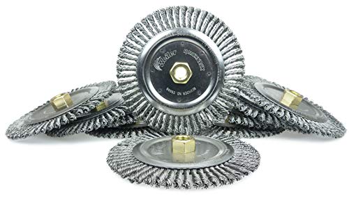 Weiler 09000 Roughneck 7" Root Pass Weld Cleaning Brush, .020" Steel Wire Fill, 5/8"-11 Unc Nut, Made in the USA, 56 Knots