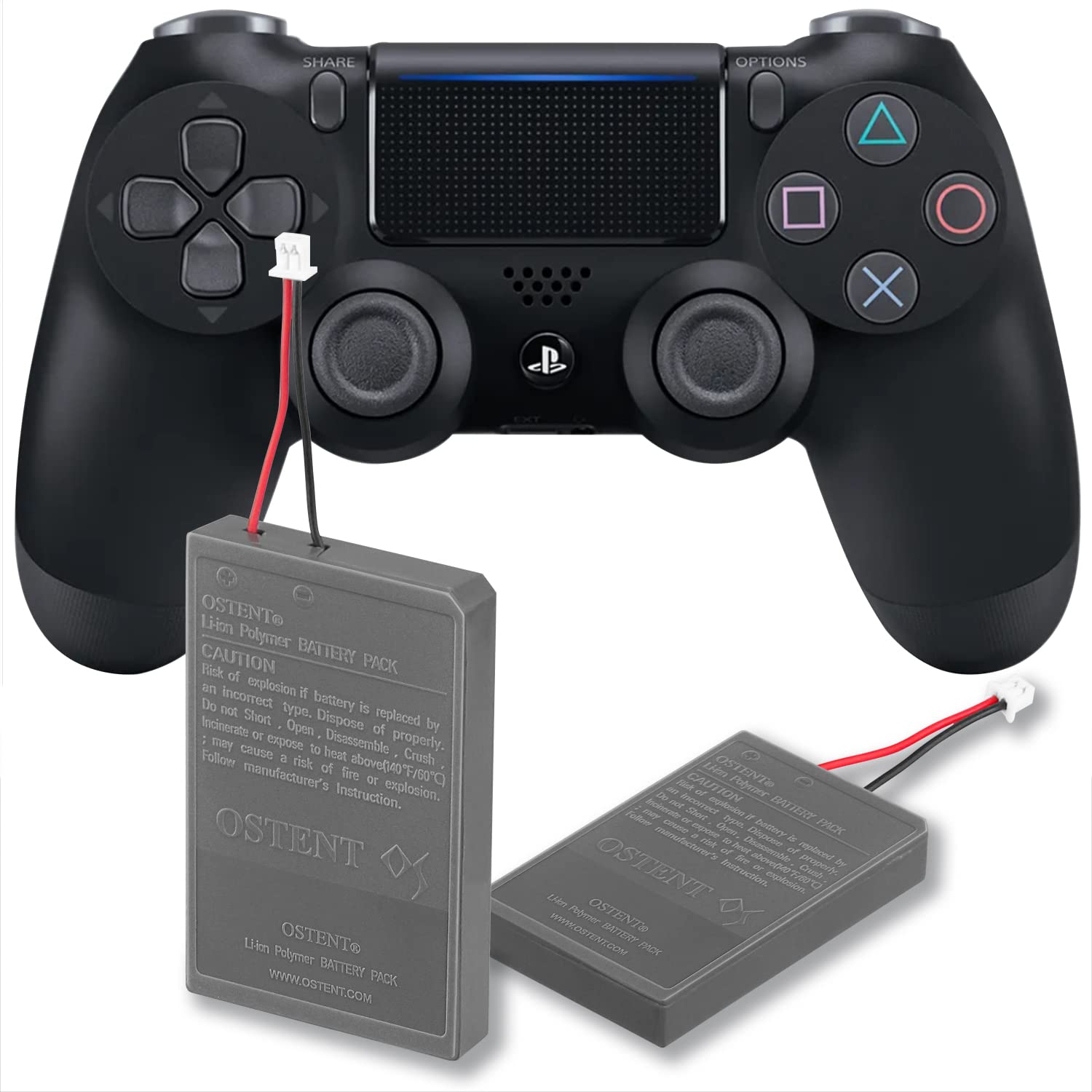 OSTENT 1000mAh 3.65V 3.7Wh Rechargeable Li-ion Battery Pack Replacement for Sony PS4 Pro/Slim CUH-ZCT2 Series Bluetooth Wireless Dual Shock Controller Second Generation New Version Small Connector