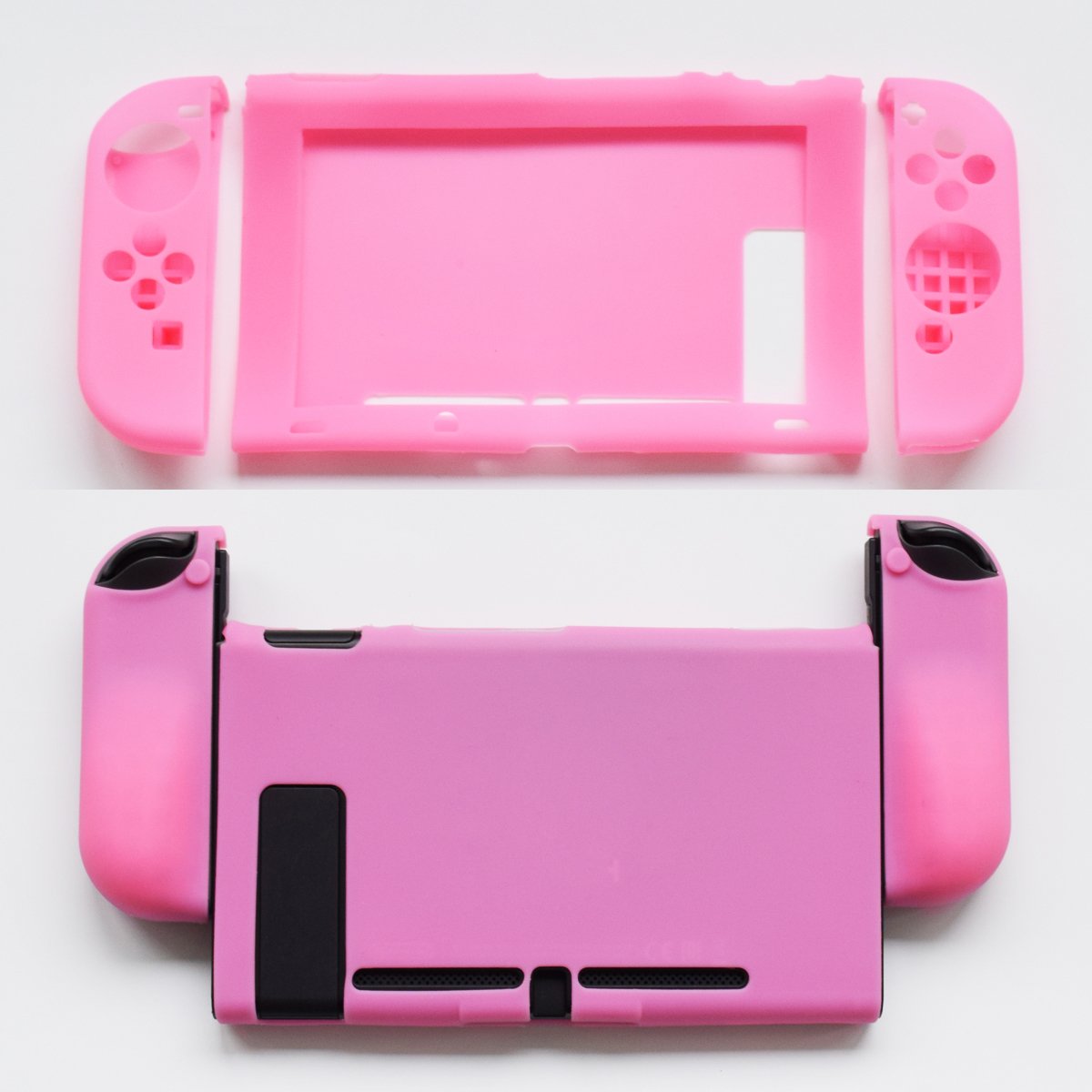 Pandaren Cover Skin Compatible for Nintendo Switch Consoles and Joycon 3in1 Silicone Case with Larger Hand Grip Protector(Pink)(Not for Switch OLED 2021 Model)