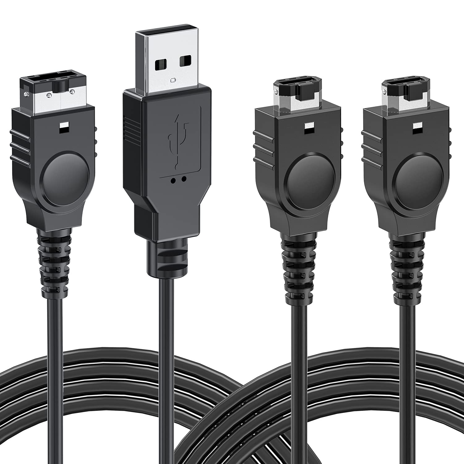 Ullnosoo Gameboy Advance SP Charger and Link Cable Set, 2 Pack GBA USB Charging Cable and 2 Player Game Link Cable for Gameboy Advance SP
