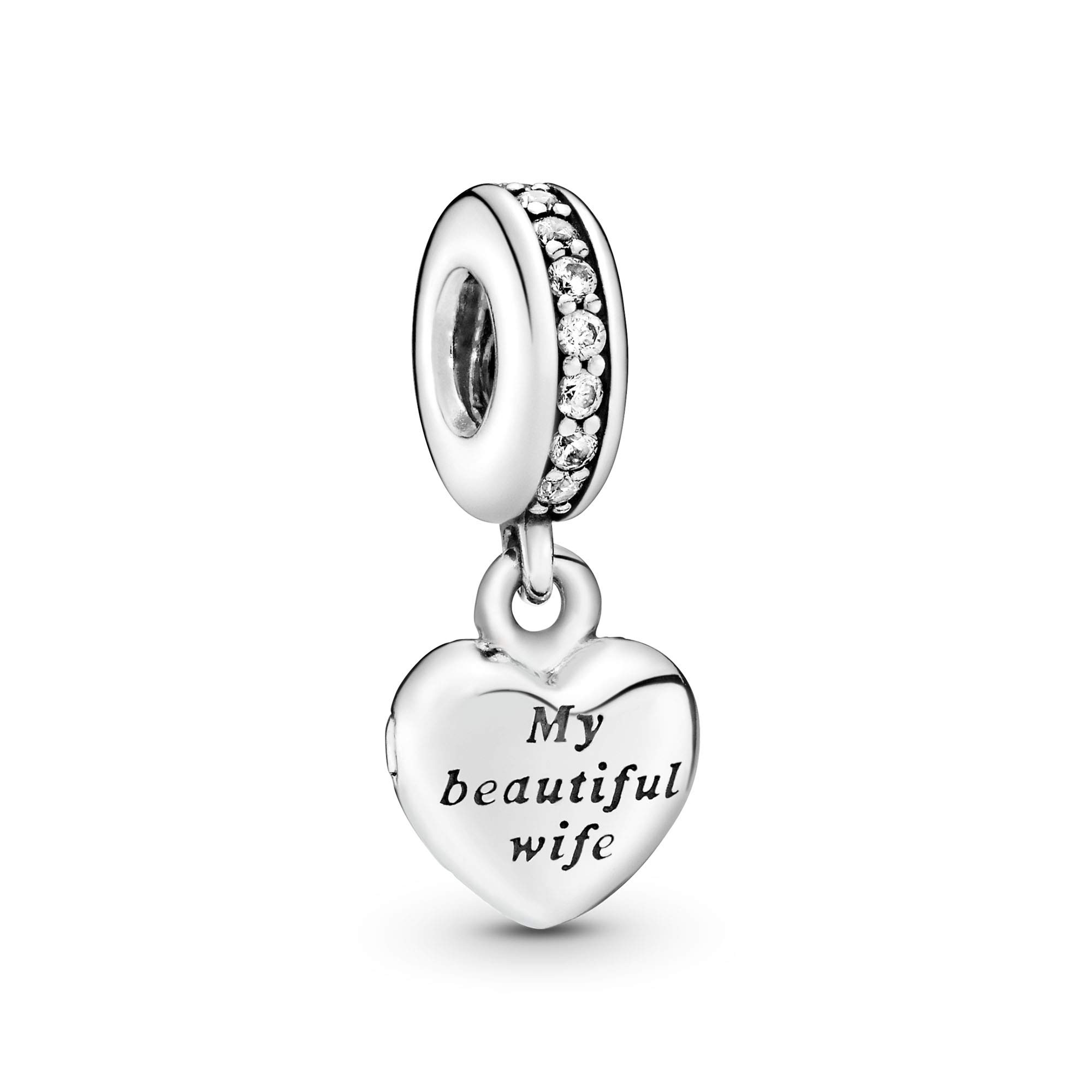 Pandora Jewelry My Beautiful Wife Dangle Cubic Zirconia Charm in Sterling Silver, No Box