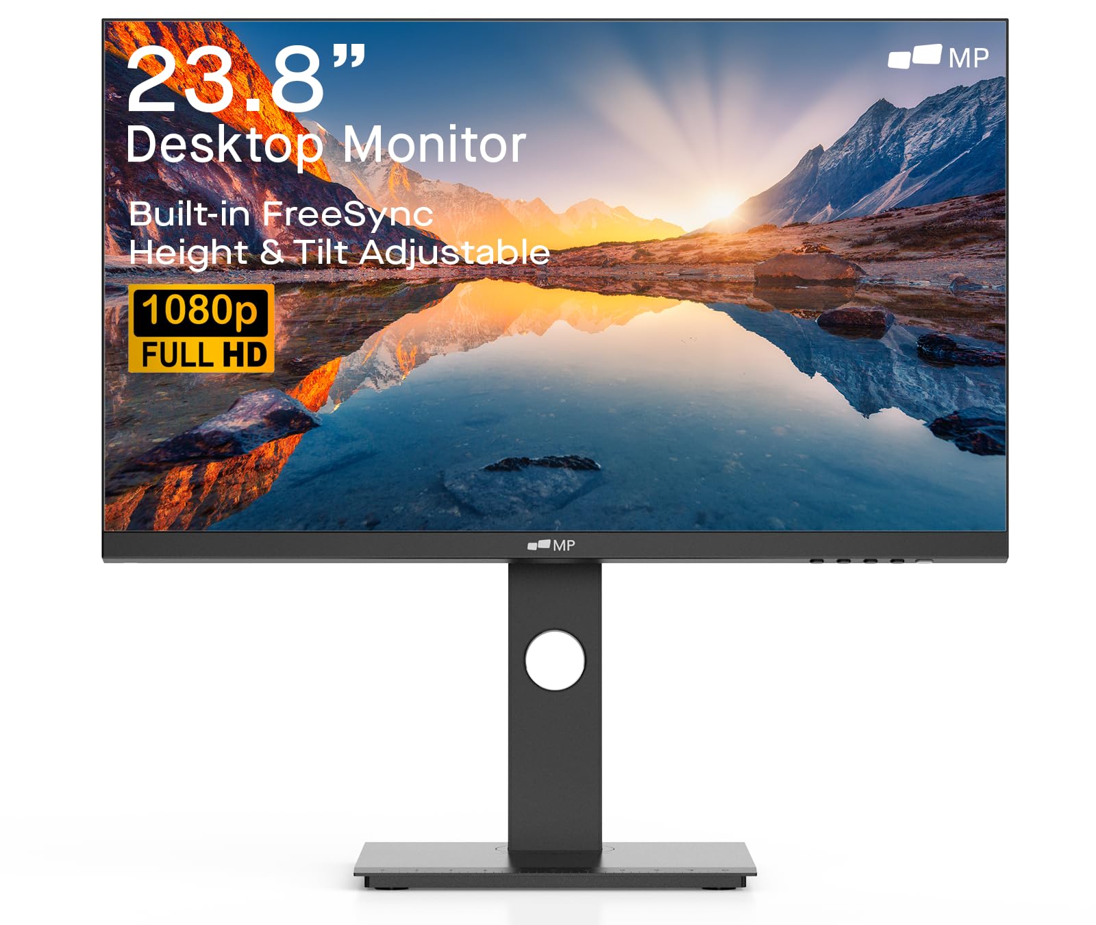 New Mobile Pixels 23.8'' Computer Monitor, 75Hz FHD1080P IPS Monitors with VESA Mounting, Rotatable, Height/Tilt Adjustment for Ergonomic Viewing, Frameless, Anti-Glare, Gaming Monitor with FreeSync