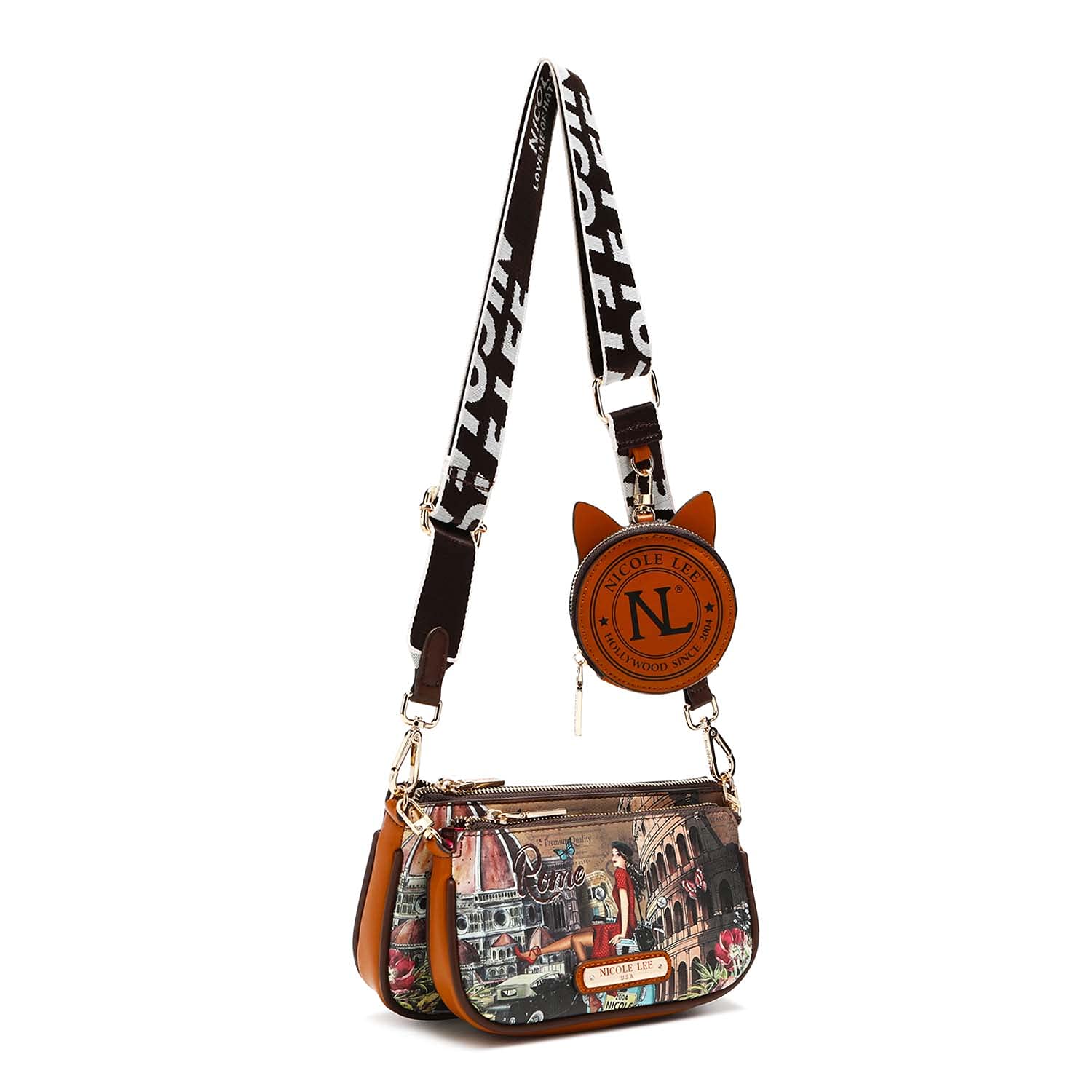 Nicole Lee 3 Piece Crossbody with Coin Purse (MEMORY OF ROME)
