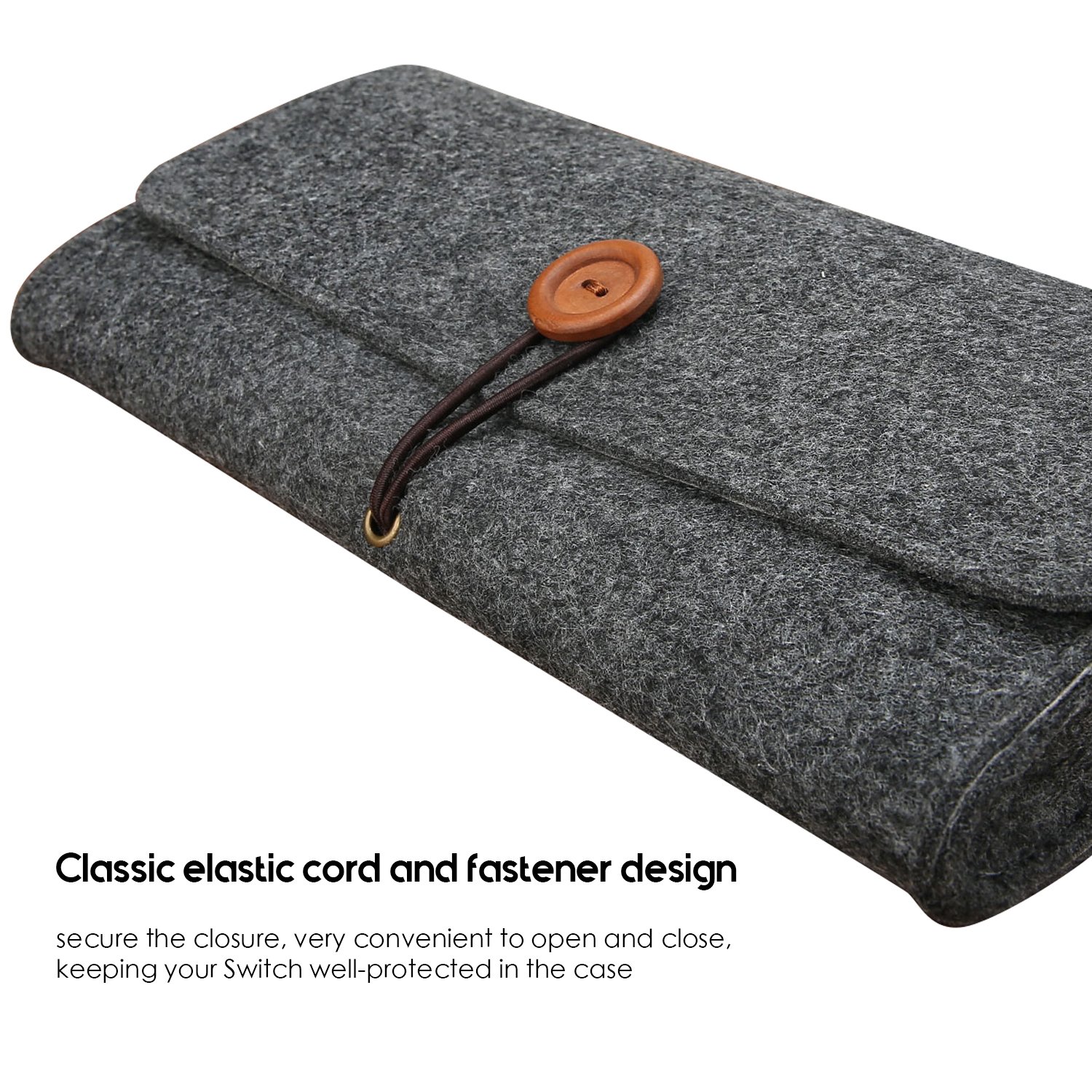 ProCase Carrying Case for Nintendo Switch OLED Model & Nintendo Switch, Portable Travel Bag Ultra Slim Felt Pouch for Nintendo Switch 2017 / Switch OLED Model 2021 with 5 Game Cartridges Holders –Grey
