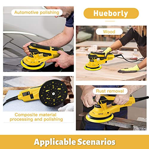 Wood Sander,Electric Random Orbital Sander,Brushless Motor 6"" Disc Size 350W 10000 RPM Polisher Sanding Variable Speed Tool for Woodworking, Polishing, Carpentry