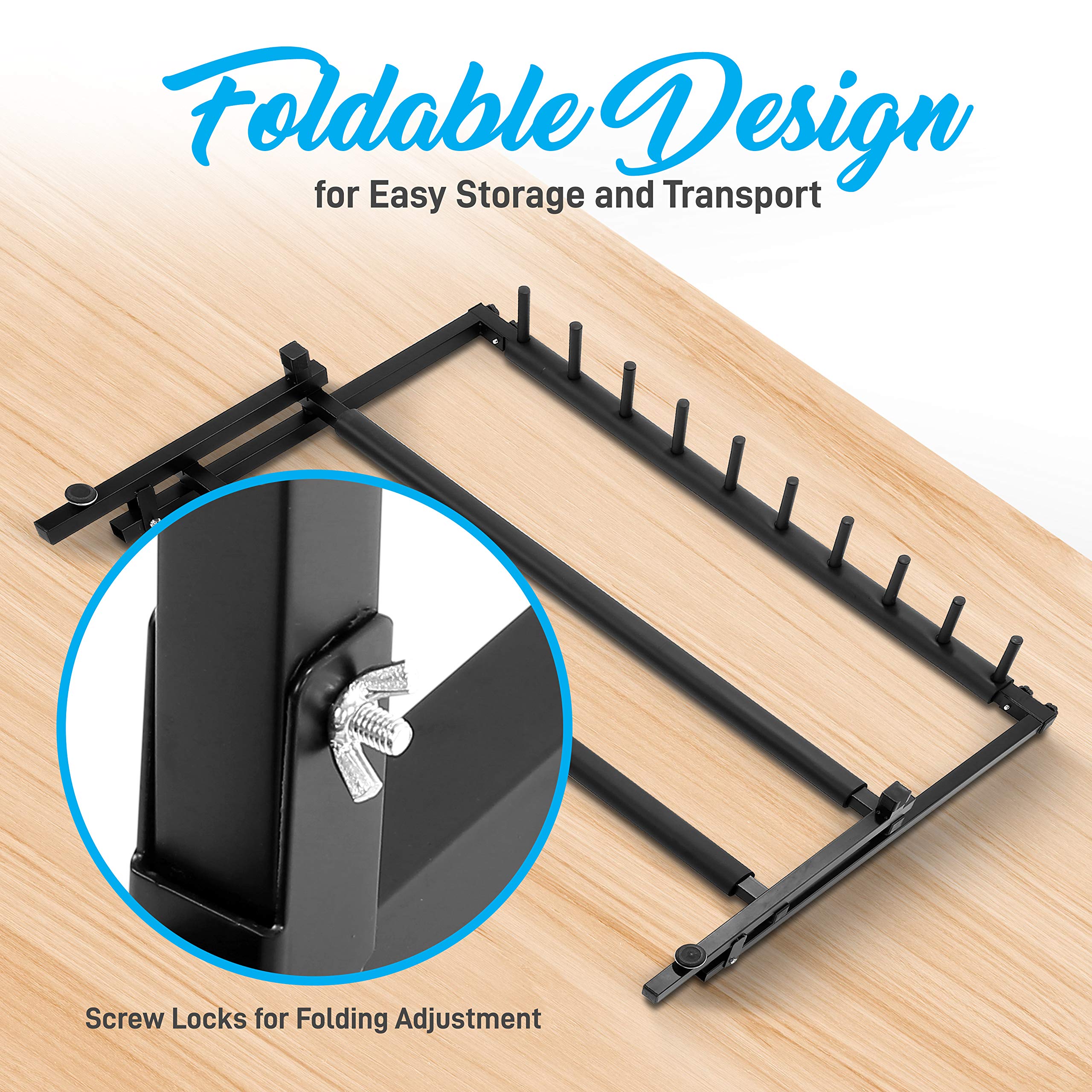 Pyle 9-Space Foldable Universal Multi Guitar Stand - Guitar Stand Portable Collapsible Instrument Floor Guitar Rack Holder w/ Foam Padding - For Acoustic, Electric, Bass Guitar & Guitar Bag / Case