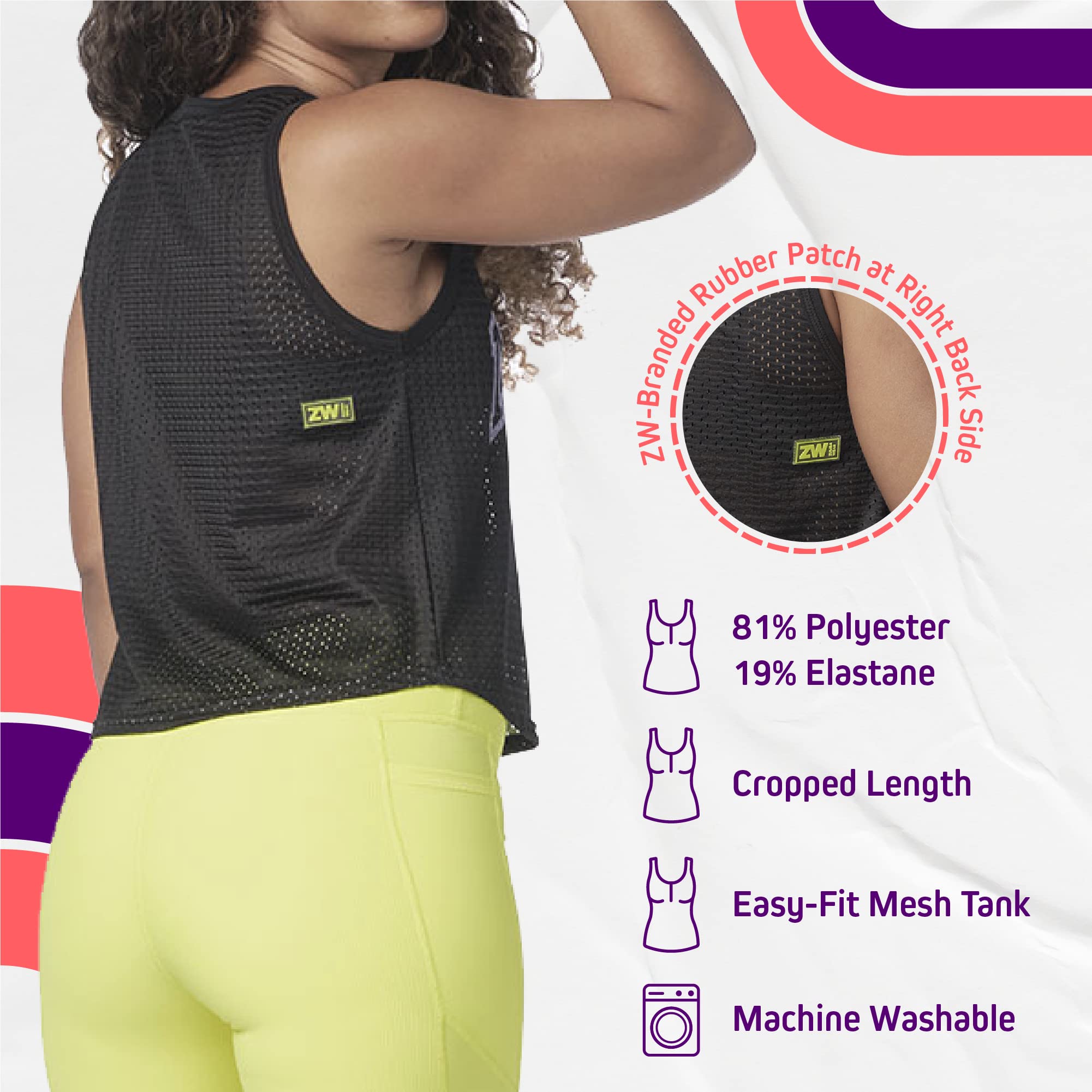 ZUMBA Women's Happy Workout Tank Top, Sleeveless Athletic Shirt, X-Large, Bold Black