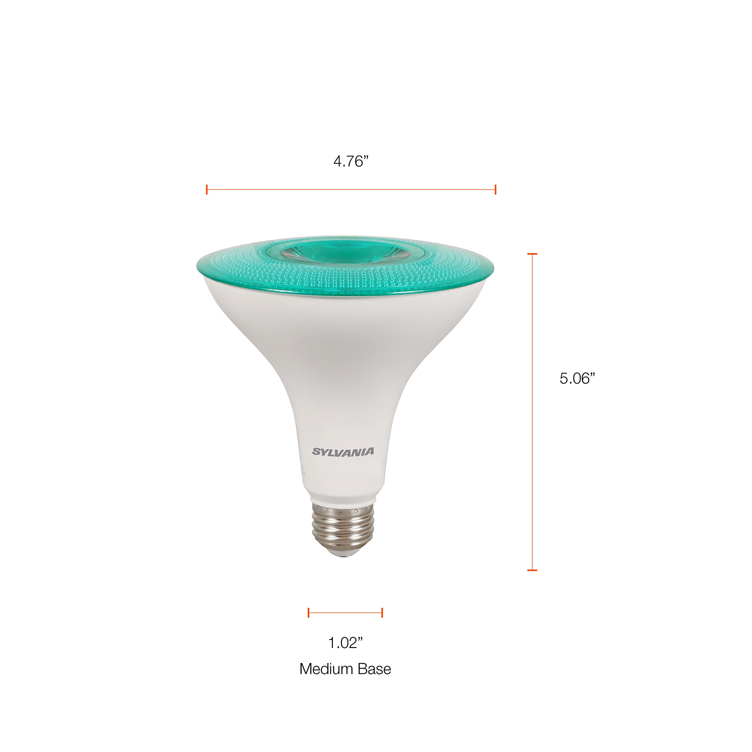 Sylvania LED Flood PAR38 Green Light Bulb, Efficient 9W, Non-Dimmable, 5 Year, E26 Medium Base - 1 Pack (40829)