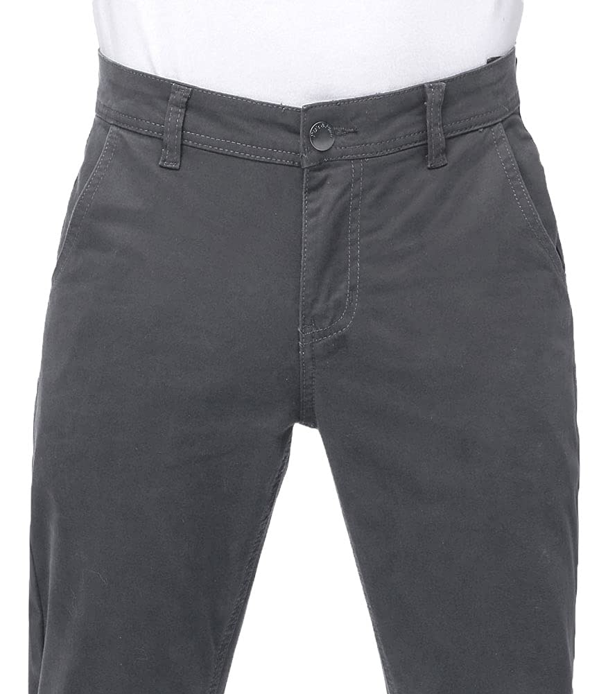 Plaid&Plain Men's Khaki Pants Skinny Jeans Cut Chinos Pants 826 Grey29X30