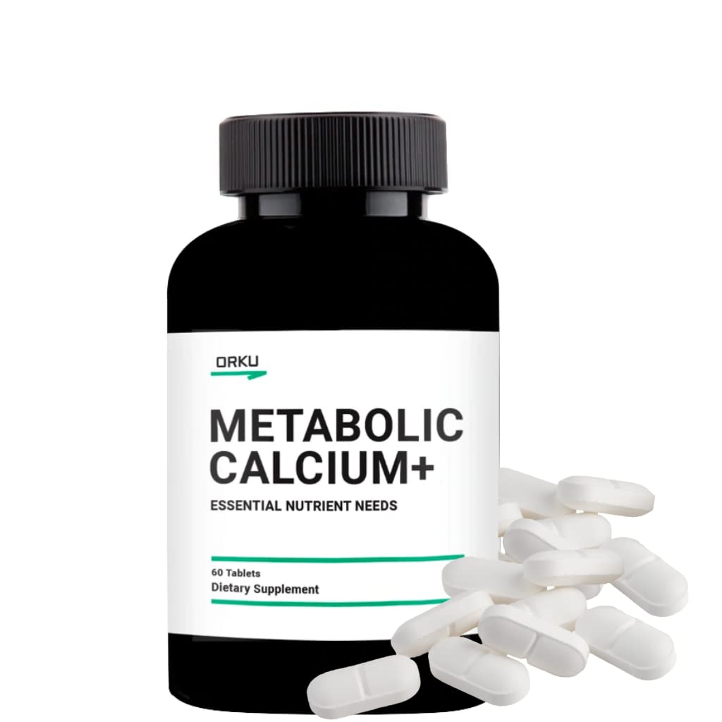 Orku Metabolic Calcium Pills β’ 400mg Serving of Calcium Citrate with Vitamin D & Magnesium β’ Non-Chewable Unflavored Tablets