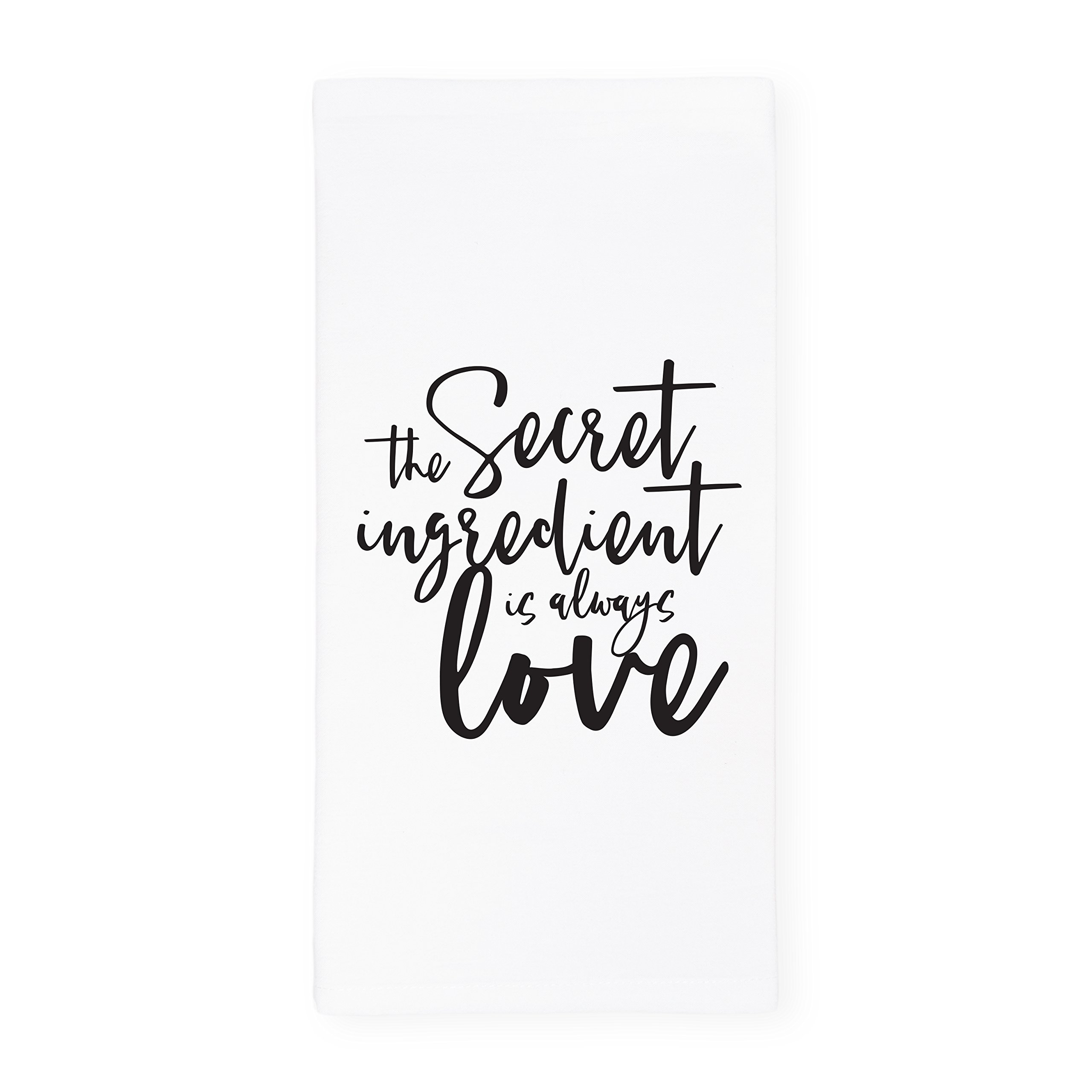 The Cotton & Canvas Co. The Secret Ingredient is Always Love Soft and Absorbent Kitchen Tea Towel, Flour Sack Towel and Dish Cloth