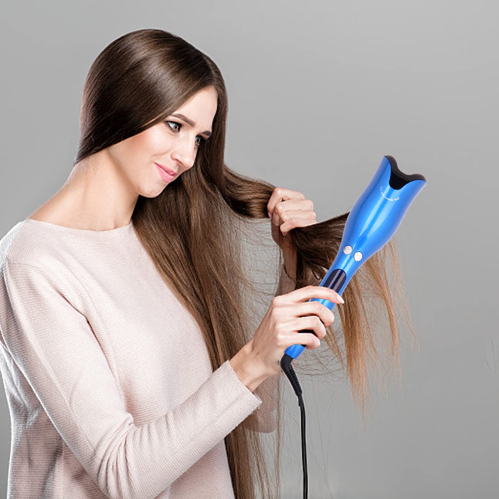 npkgvia Automatic Curling Air Curler Wand Curl Rotating Hair Curle Mens Hair Straightener Comb Cordless (D, One Size)