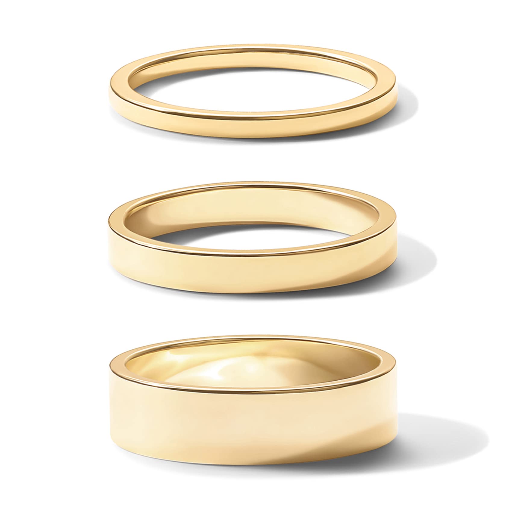 PAVOI 18K Gold Plated Rings Set | Gold Stacking Rings for Women | Stacking Ring Set (Yellow Gold, 6)