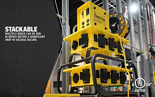 Southwire 019703R02 6506UGSX 50A Temp PWR X-TREME Box 6-Straight Blade SLED Base, 1 Pack, Yellow