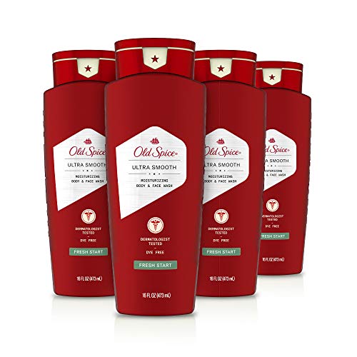 Old Spice Ultra Smooth Moisturizing Face & Body Wash for Men, Fresh Start, 16 Fl Oz, Pack of 4