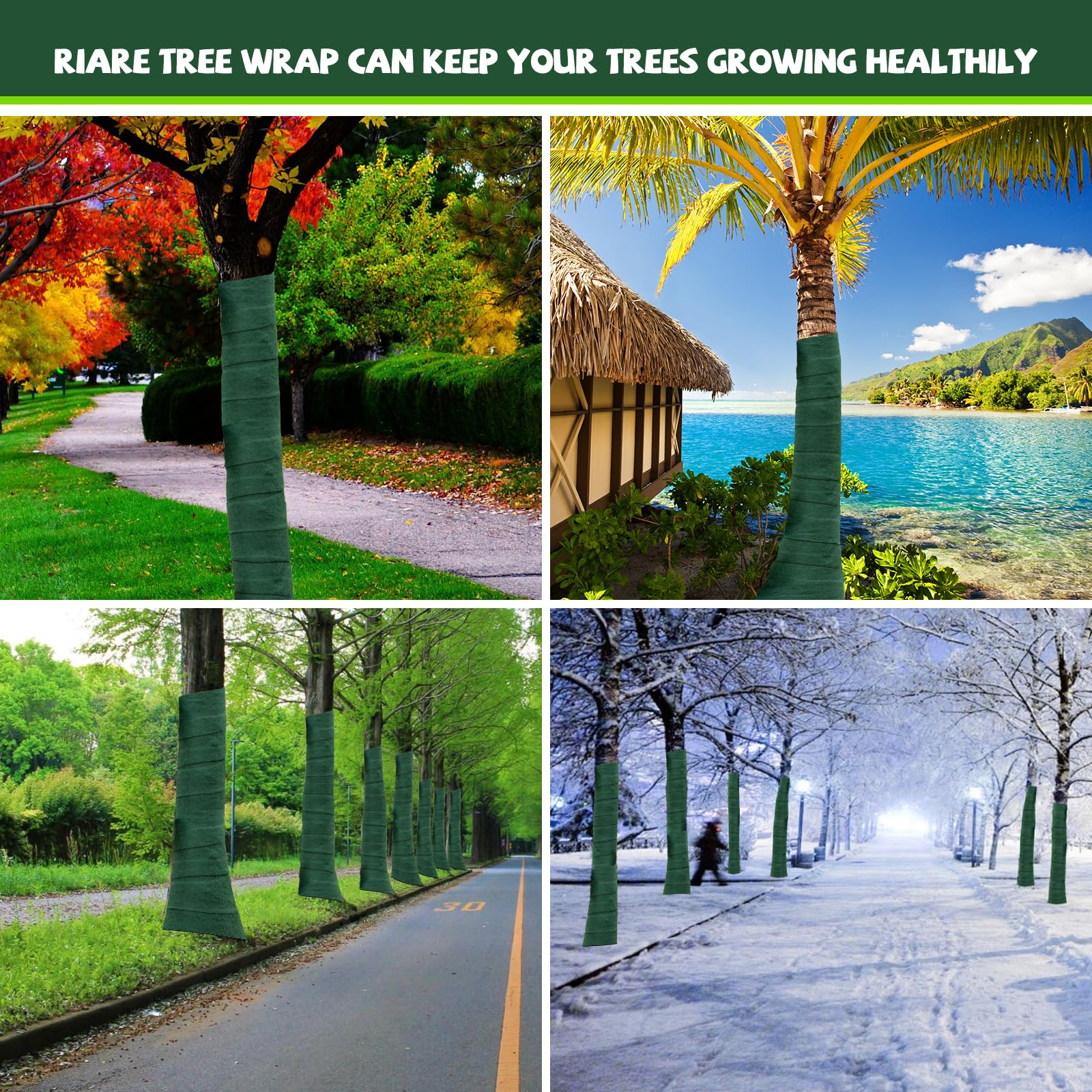 Riare 2 Pack Tree Protector Wraps- 65 Foot Cold-Proof Tree Trunk Wrap Guard Plants Bandage, Tree Wraps to Protect Bark Tree Tape Protect Shrub Antifreeze Protector Wrap for Keep Warm & Moisturizing