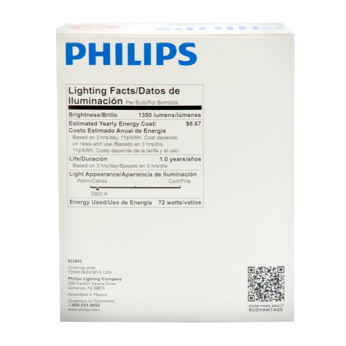 Philips 419382 Halogen PAR38 90 Watt Equivalent Dimmable Spot Standard Base Light Bulb (E26 base)