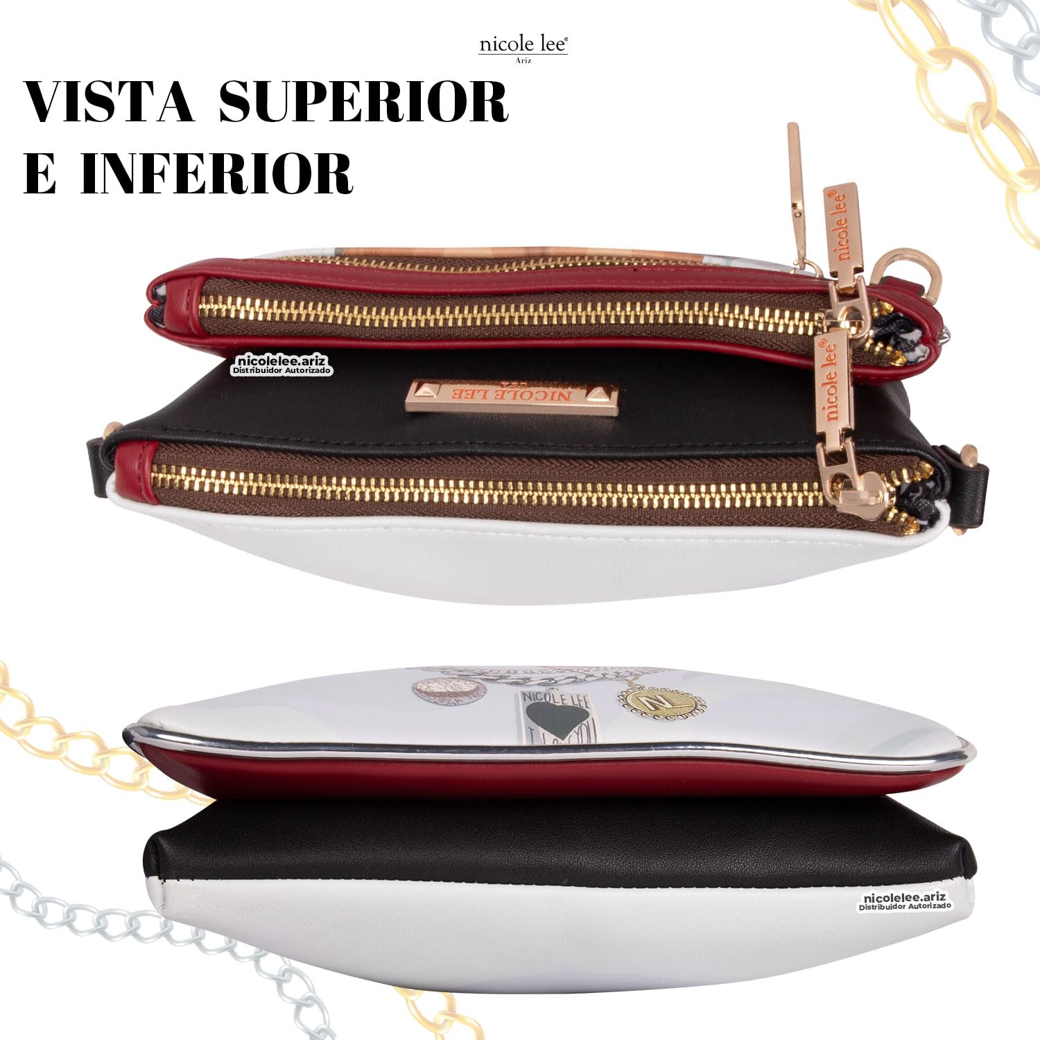 Nicole Lee Goddess of Love Crossbody, Small Vegan Leather Embellished Shoulder Bag with Multiple Compartments
